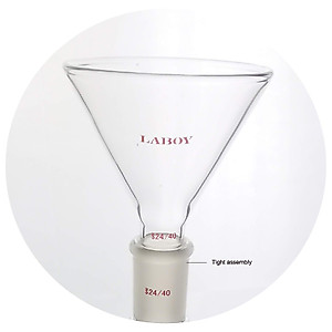Laboy Glass Jointed Powder Funnel Filter Funnel Glass Funnel Short Stem with 100mm Top O.D.& 24/40 Inner Joint Organic Chemistry Lab Glassware
