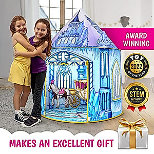 ImpiriLux Ice Castle Princess Play Tent | Unique Pop Up Fort for Imaginative Games & Gift | Foldable Playhouse with Storage Bag