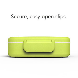 Fenrici Bento Lunch Box For Kids and Teens, Made with Natural Wheat Straw and Food Grade Silicon, 5 Leakproof Compartments, BPA-Free Bento Box, Microwave and Dishwasher Safe, Green