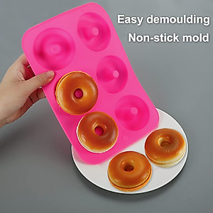 HEHALI 3pcs Donut Pan, Non-Stick Silicone Donut Mold, Bagel Doughnuts Pan for Baking in Clearance, Tray Measures 10x7 Inches