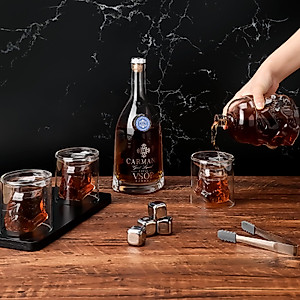 Yingluo Transparent Creative Whiskey Decanter Set With 4 Glasses,Flask Carefe,Whiskey Carafe for Wine,Scotch,Bourbon,vodka,Liquor-750ml Gifts for Men (1 DECANTER + 4 GLASSES)