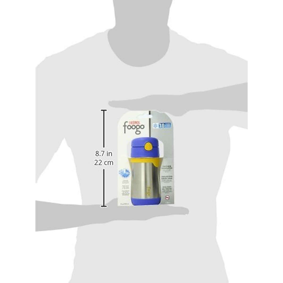 Thermos Foogo Vacuum Insulated Straw 10 oz Bottle, Blue (BS535BL003)