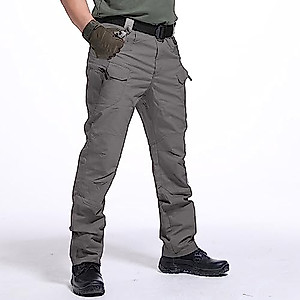 Mens Stretch Waterproof Tactical Pants Water Resistant Ripstop utdoor Military Combat Cargo Pants Hiking Casual Work Trousers Gray
