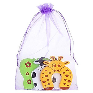 ZOEYES 200pcs Organza Bags 8x12 Inch Sheer Drawstring Organza Gift Bag Purple Organza Bags for Festival Wedding Party Favor Candy Toys Pouches