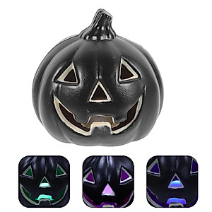 Uonlytech Halloween Pumpkin Lights Battery Operated Black Jack-o-Lantern Light Flameless Candles Pumpkin Lamp Decoration for Halloween Party Favor Decoration (Without Batteries)