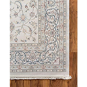 Unique Loom Narenj Collection Area Rug - Leeds (3' x 13' 1" Runner, Ivory/ Blue)