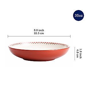Bico Blessing Season Ceramic Pasta Bowl, Set of 5(1 unit 214oz, 4 units 35oz), for Pasta, Salad, Microwave & Dishwasher Safe, House Warming Gift