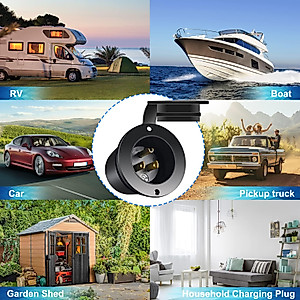 Flanged Inlet UL Listed 15 Amp 125V RV Electrical Inlet Male Receptacle with Waterproof Cover NEMA 5-15 Plug for Shore Power Marine Boat Commercial Grade 2 Pole 3 Wire