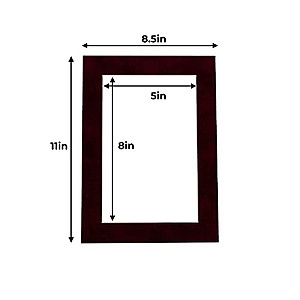 8.5x11 Mat for 5.5x8.5 Photo - Precut Dark Red Suede Picture Matboard for Frames Measuring 8.5 x 11 Inches - Bevel Cut Matte to Display Art Measuring 5.5 x 8.5 Inches - Acid Free ONE MAT
