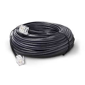 THE CIMPLE CO Phone Line Cord 50 Feet - Modular Telephone Extension Cord 50 Feet - 2 Conductor (2 pin, 1 line) Cable - Works Great with FAX, AIO, and Other Machines - Black
