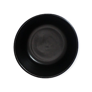 roro Handmade Ceramic Stoneware Matte Black Stoneware Fruit Salad and Miso Soup Bowls, 16 ounce (4.5 Inch Wide Bowl), Set of 2