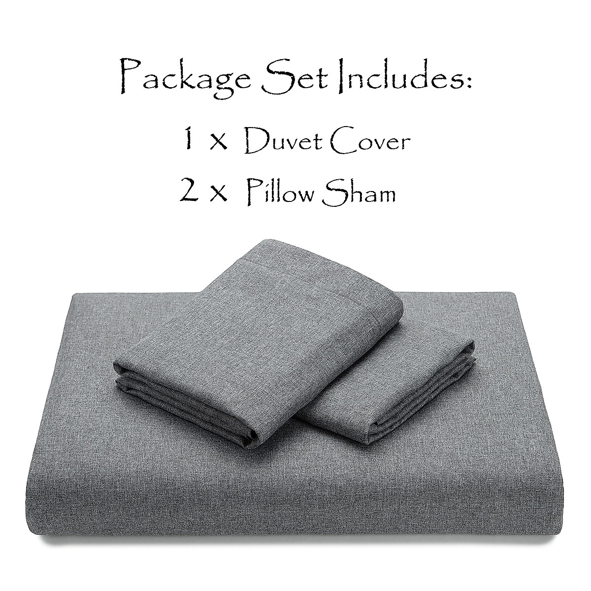 Chanasya Premium Faux Linen Bedding Duvet Cover 3-Piece Soft Luxury Set - Double Brushed Breathable Microfiber Comforter Cover - Breathable Washable Wrinkle and Stain Resistant - Charcoal Queen Size