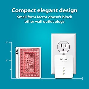 D-Link Powerline Adapter Starter Kit Ethernet Over Power Gigabit AV2 Up to 1000Mbps MIMO Internet Network Wall Plug In (DHP-601AV)
