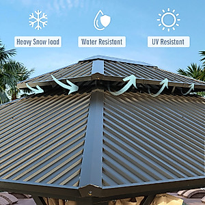 COWVIE Double Roof Galvanized Steel Patio Gazebo (10x12 ft) with Curtains and Netting for Patio, Backyard, Deck, Lawns