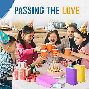 BYBAXX 16 Pieces Small Gift Bags With Handles In 8 Different Vibrant Colors, Kraft Gift Bags Sized 8.3x6.29x3.1” Are Convenient For Birthday Parties, Weddings, Baby Shower, Halloween