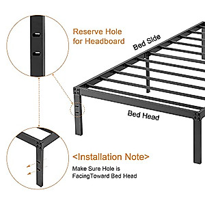 VECELO Heavy Duty Steel Slat/Easy Assembly Mattress Foundation/Noise Free&No Box Spring Needed, Twin, Black