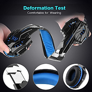 DIZA100 G9000 Gaming Headset Headphone 3.5mm Stereo Jack with Mic LED Light for Xbox One S/Xbox one/PS4/Tablet/Laptop/Cell Phone (Blue.)