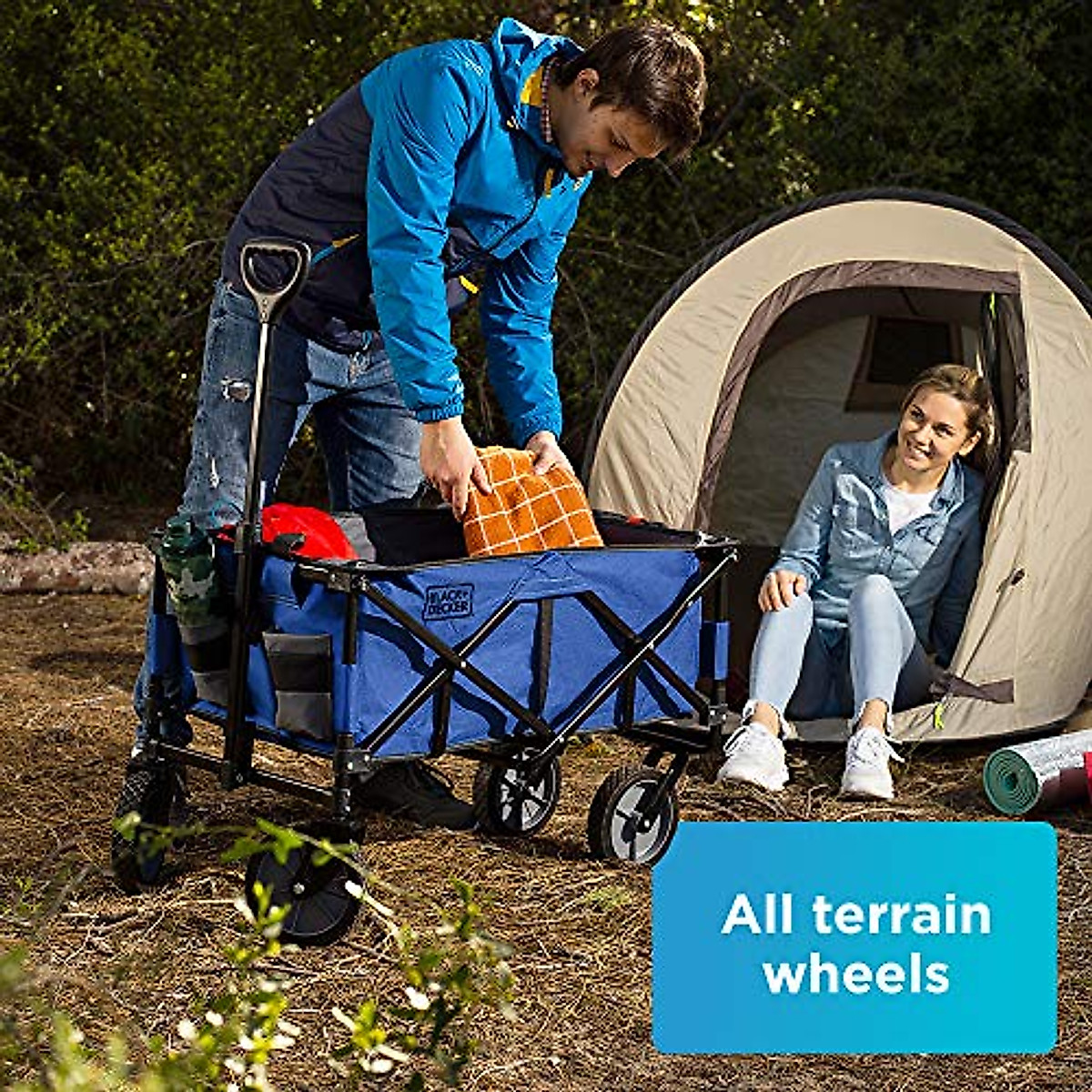 BLACK+DECKER Utility Wagon, Collapsible/Folding Wagon, Blue (BDSTCTBL02)