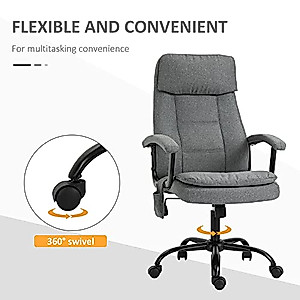 Vinsetto Executive Massage Office Chair with 2-Point Lumbar Massage, USB Power, Adjustable Height, Padded Headrest, Armrest, Grey