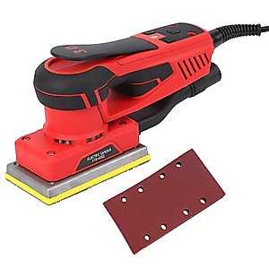 PioneerWorks Sheet Sander with 12 Sanding Paper, 350W Brushless Motor Finishing Sander, Powerful & Low Vibration, 10000 RPM, For Wood working, Polishing,Carpentry