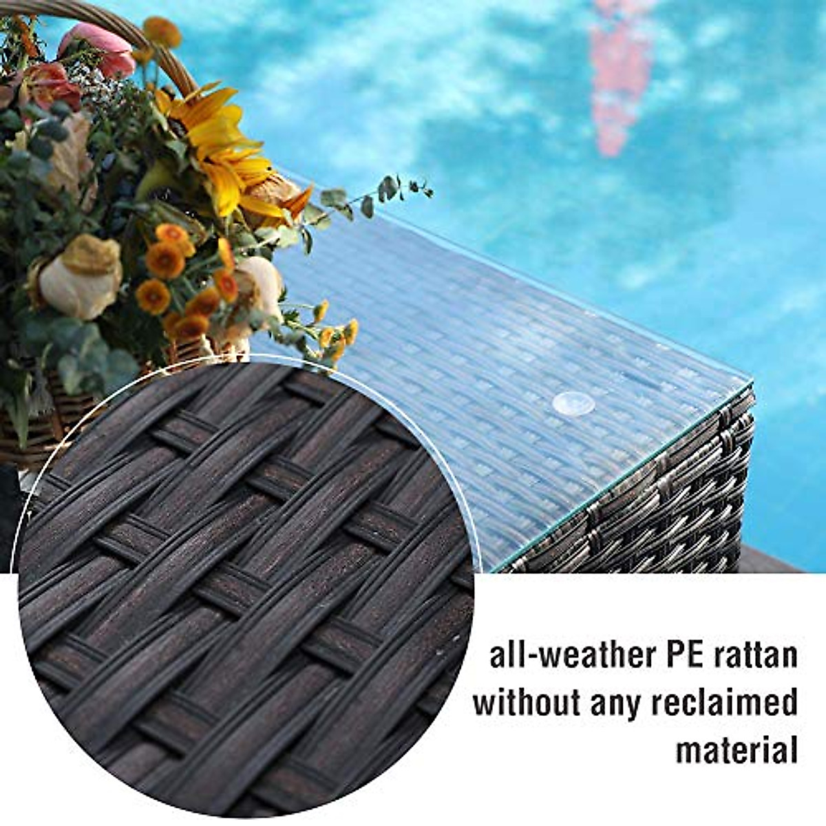 PHI VILLA Outdoor Rattan Sectional Sofa- Patio Wicker Furniture Set (6 Piece, Blue)