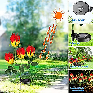TYNLED Solar Garden Lights, Newest Version Garland Lily Solar Flower Lights Outdoor Solar Powered Stake Decorative Lights for for Garden, Pathway, Patio, Front Yard Outdoor Decoration