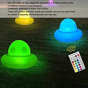 Hyuduo Floating Pool Ball Light Colorful Solar Energy Auto Charging No Battery Required IP68 Waterproof Weatherproof Remote Control Premium PVC Swimming Pool,Garden Decoration,etc