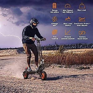 Electric Scooter for Adults with Smart APP - Folding Electric Scooter Dual 1200W Motor,Up to 37 MPH & 50 Miles Range,Removable 48V/20AH Battery,11" All Terrain Fait Tires Offroad Electric Scooter.