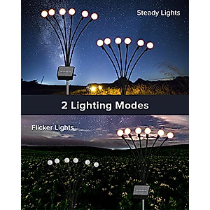 Kinaron Solar Garden Lights, New Upgraded Solar Powered Firefly Lights Outdoor Waterproof Starburst Swaying Solar Firefly Lights for Path Landscape Outdoor Decoration (2 Pack)