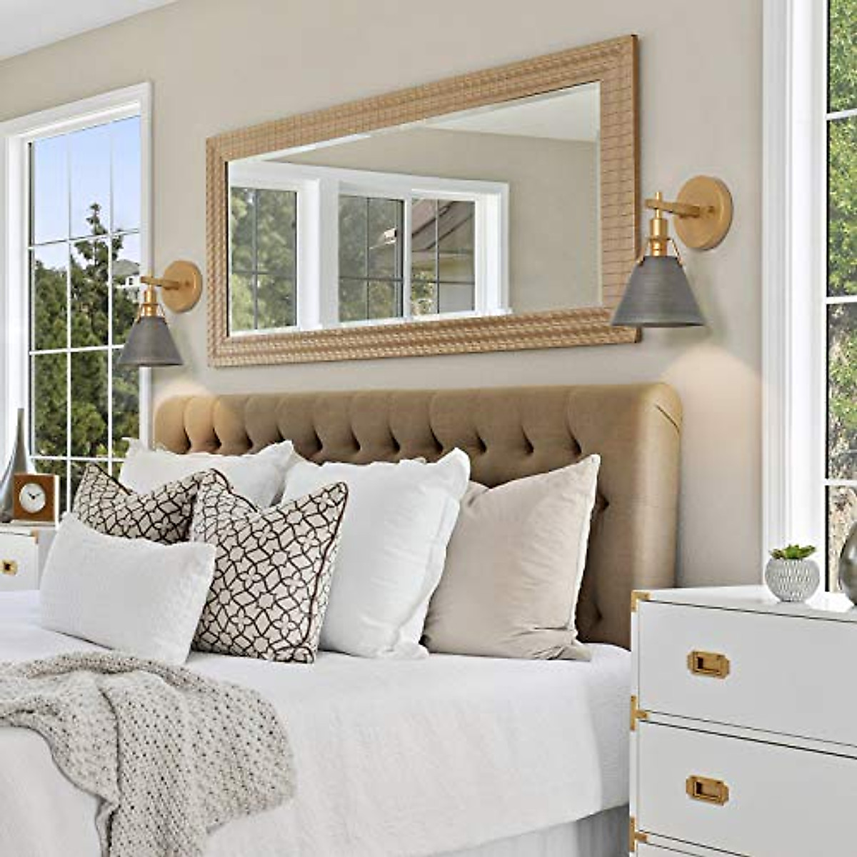 KSANA Gold Wall Sconces Lighting Fixture, Modern Vintage Wall Mounted Lamp 1-Light for Bedroom, Bathroom, Living Room, Antique Brass and Black Silver Finish