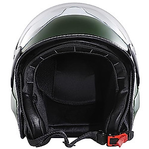 Harssidanzar Motorcycle Helmet Single Visor Open Face Motorbike Scooter Moped Helmet Cruiser ,DOT Approved,for Men and Women CU604US, 3 Army Green,Size Large