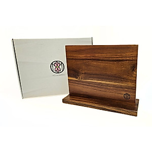 Omni Felix Magnetic Knife Block, Clean and Efficient Knife Holder and Storage, Beautiful Natural Acacia Wood Knife Display Stand, Strong Magnetic Double Sided Kitchen Knife Holder