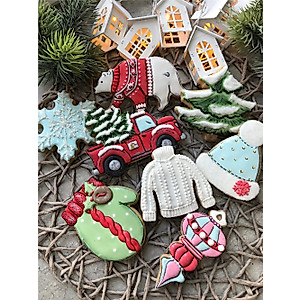 LILIAO Winter Holiday Christmas Cookie Cutter Set - 4 Piece - Ugly Sweater, Stocking, Hat and Mitten Fondant Biscuit Cutters - Stainless Steel