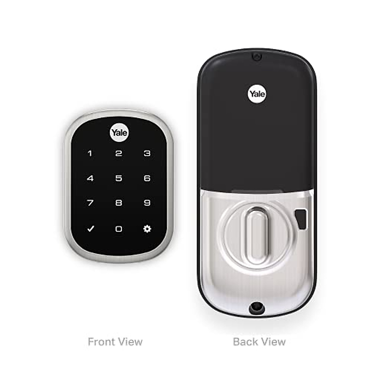 Yale | LiftMaster Smart Lock with Touchscreen Deadbolt- Works with myQ App & Key by Amazon in-Garage Delivery when paired with Smart Garage Hub (sold separately), Satin Nickel