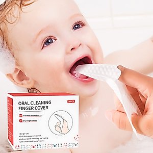 SANFE ELEPHANT Baby Finger Toothbrush | Baby Dry Wipes | Tooth and Gum Wipes | Baby Tongue Cleaner | Stage 1 Birth to First Teeth | 0-36 Months | 30 Count (Dry Finger cots)