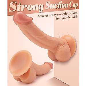 8.3in Realistic Dildo with Suction Cup, Curved Shape for G-Spot Stimulation - For Women, Couples