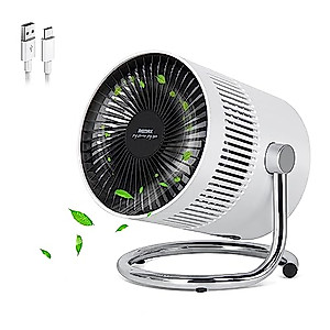 SISMEL Small Desk Fan, Quiet Bedside Rechargeable Fan with 3 Speeds, 360° Adjustment Portable Table Fan, 5 Inches Personal Mini Fan for Bedroom Home Office Outdoor Travel (White)