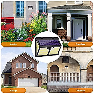 Kzeipio Solar Outdoor Lights, 333 LED Motion Sensor Security Lights, 4 Lighting Modes and IP65 Waterproof with Wireless Wall Lights for Garden, Patio, Yard, Garage