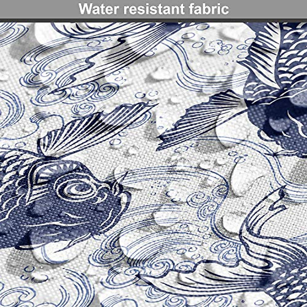 Ambesonne Fish Fabric Material by the Yard, Japanese Carp Koi Waves Patterned Background Ancestral Animals Culture, Decorative Cloth for Furnishing Sofa Upholstery and Home Accents, 1 Yard, White Blue