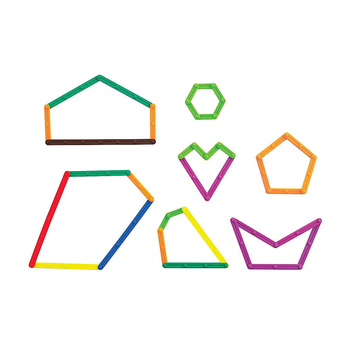 LEARNING ADVANTAGE GeoStix Basic Set - 80 Construction Sticks - 24 Activity Cards - 2 Protractors - Build 2D Shapes and Measure Angles - Teach Geometry with Construction