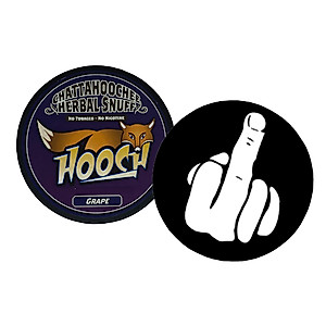 Hooch Herbal Snuff Grape Pouch Packs - 1 Can - Includes DC Crafts Nation Skin Can Cover - Middle Finger