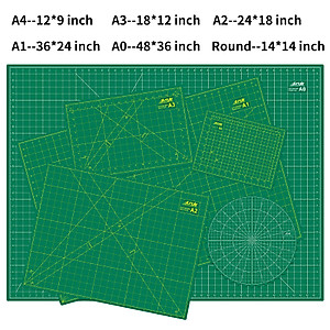 ArtAt Self Healing Cutting Mat: 12″x 18″ Green Double Sided Non-Slip 5 Layers PVC Durable Craft Sewing A3 Mat for Rotary Cutter, Use for Quilting and Scrapbooking and Craft & Art Projects…