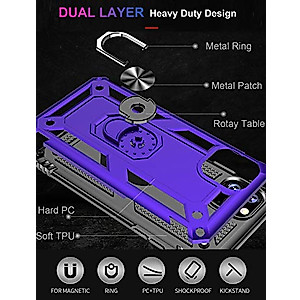 LUMARKE iPhone 11 Case with Tempered Glass Screen Protector,iPhone 11 Cover Military Grade 16ft. Drop Tested Cover with Magnetic Ring Kickstand Protective Phone Case for iPhone 11 6.1 inch Purple