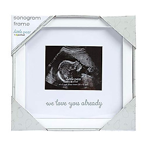 Little Pear We Love You Already Sonogram Frame, Gender-Neutral Pregnancy Announcement Picture Frame, Mother’s Day Keepsake Photo Frame, Nursery Décor, White