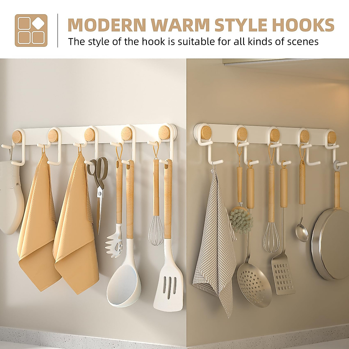 Coat Hooks for Wall, Key Holder Wall Mount, Coat Rack Wall Mount, Wall Adhesive Hooks, Hooks for Hanging Hat Towel Purse Robes Mudroom Bathroom Entryway