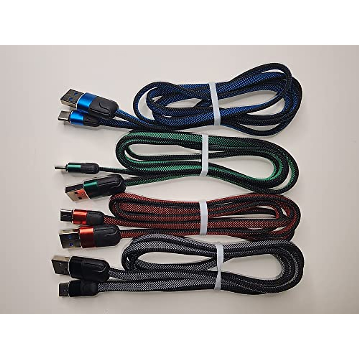 USB Type-C Cable 5A Fast Charging (3ft) Flat Nylon Braided USB-A to USB-C (White)