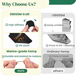 125pcs Black Paper Gift Tags with Free 200 Root Natural Jute Twine