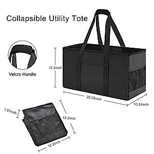 Steranka Extra Large Utility Tote Bag,Large Tote Bag Reusable Grocery Bags Collapsible Tote for Groceries,Storage,Picnic,Beach,Black