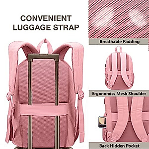 KEOFID Classic Travel backpack for Men and Women, Anti Theft Laptop Backpack with USB Charging Port for Work, Large Bag for College, Water Resistent(Bright Pink)