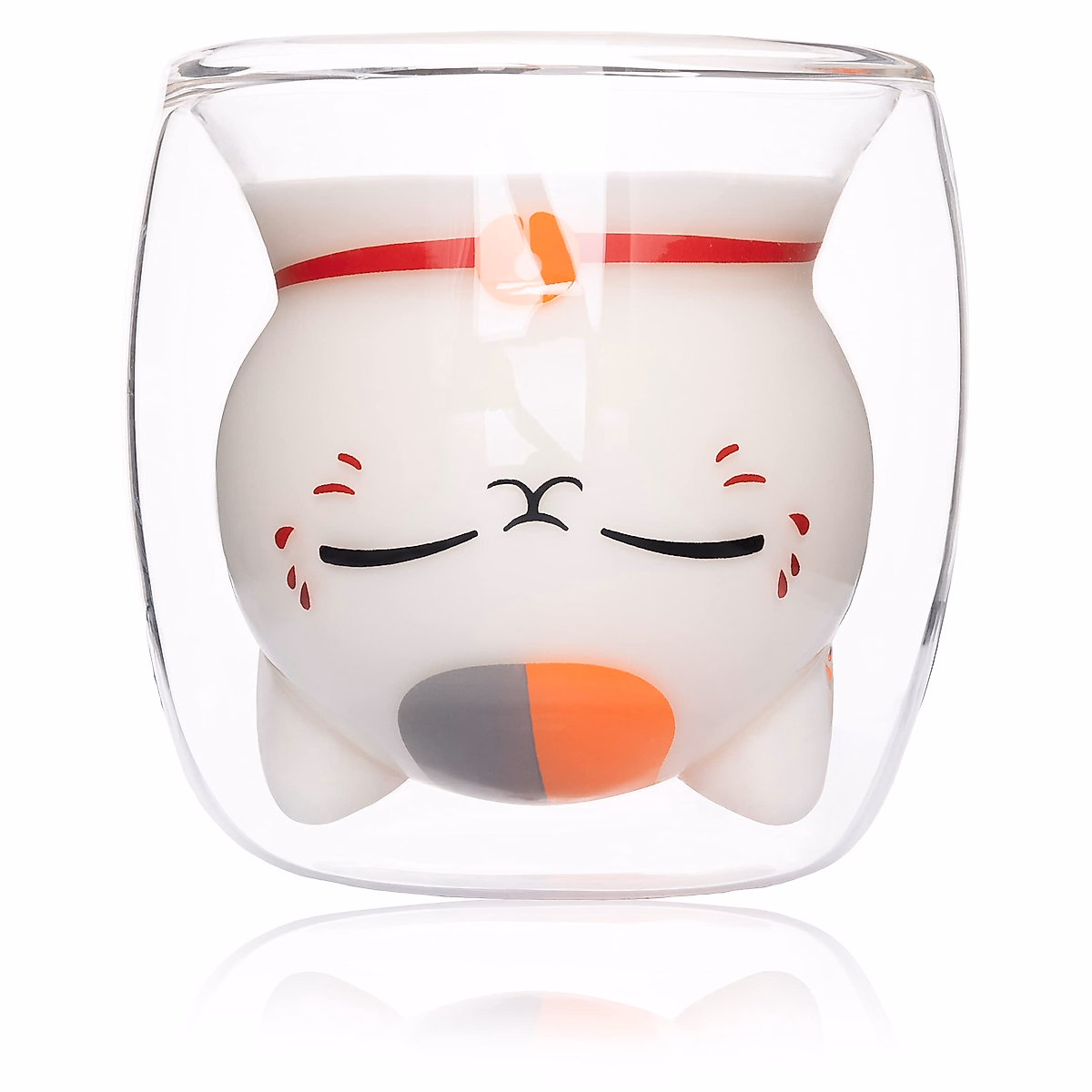 Roffatide Anime Natsume’s Book of Friends Nyanko Sensei Cute Mugs Double Wall Insulated Glass Coffee Tea Milk Cup Office Cup Best gift for Christmas Birthday Gift
